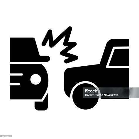 두 자동차 도로 충돌 솔리드 아이콘입니다 정면 또는 측면 운전 충돌 기호 흰색 배경에 글리프 스타일 픽토그램 모바일 웹 디자인을 위한 자동차 사고 벡터 그래픽 트럭에 대한