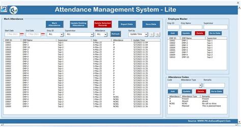 attendance management system lite excel vba