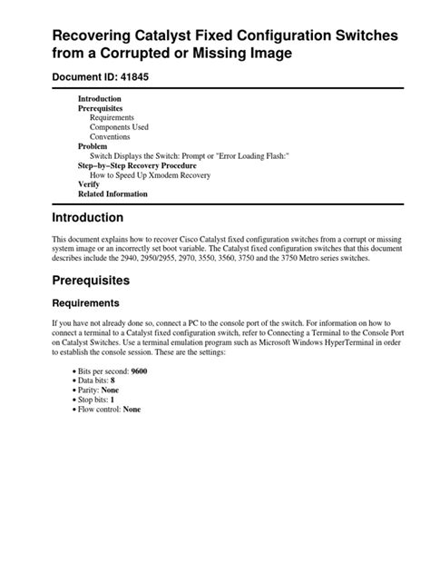 Recovering Catalyst Fixed Configuration Switches From A Corrupted Or