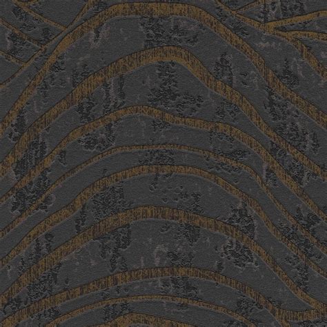 Papier peint D avec vagues noir argenté papier peint à motifs effet métallique papier peint