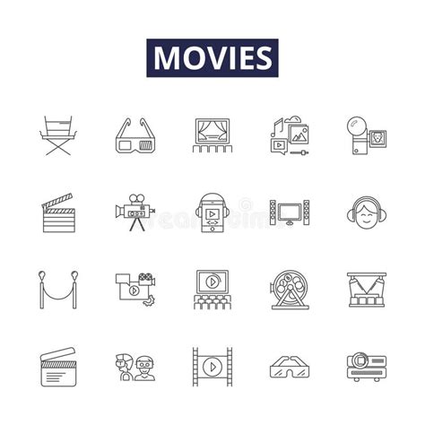 Vectorpictogrammen Voor Films En Tekens Filmblockbusters Tonen Flicks
