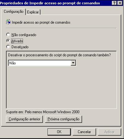 Tecnologia da Informação Bloqueando Acesso ao Prompt de Comando