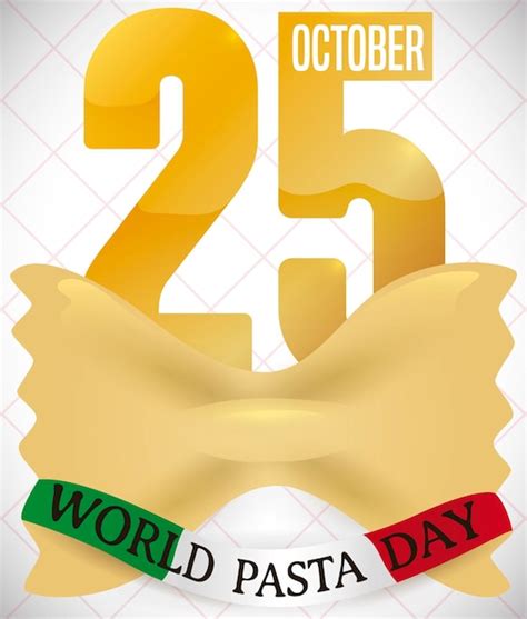 Data De Lembrete Dourada Massa Farfalle E Fita Como Bandeira Italiana