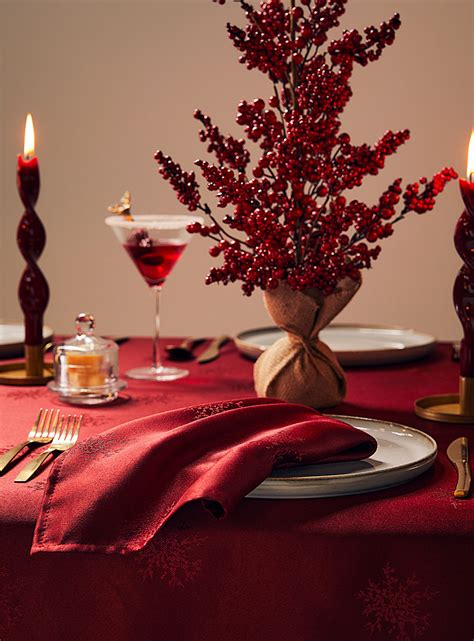 Les Serviettes De Table Polyester Recyclé Flocons Bordeaux Ensemble De