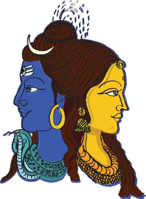 Lord Shiva And Parvati Together Hindu Wedding Card Design Element