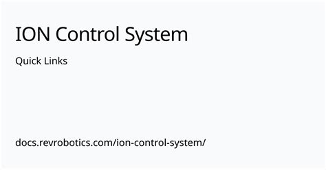 Quick Links ION Control System