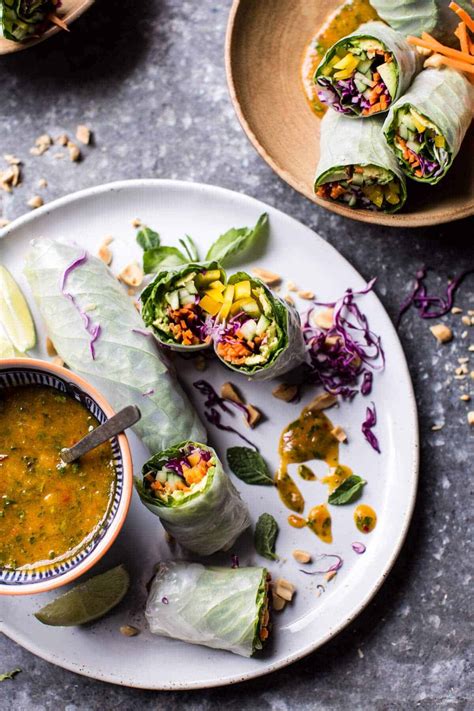 Avocado Veggie Spring Rolls With Sweet Thai Mango Sauce Half Baked