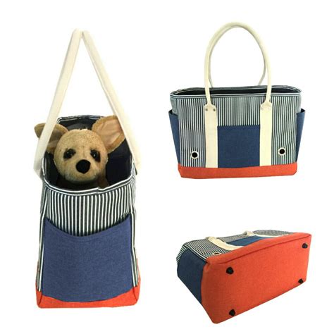 May Shop 狗狗貓戶外時尚條紋單肩包寵物背包 Pchome 24h購物