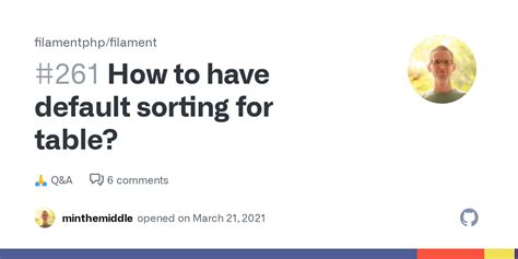 how to have default sorting for table · filamentphp filament
