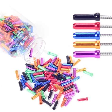 자전거 브레이크 와이어 알루미늄 합금 테일 캡 자전거 브레이크 케이블 엔드 보호 커버 브레이크 라인 케이블 엔드 캡 8 가지 색상 10 개자전거 브레이커