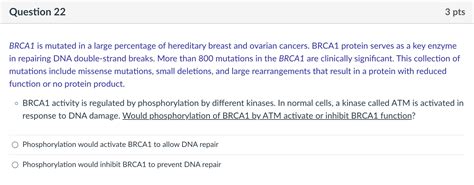 Solved Brca1 Is Mutated In A Large Percentage Of Hereditary