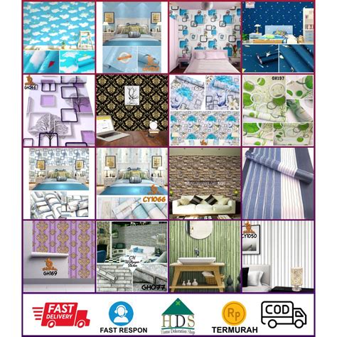 Jual Wallpaper Dinding Motif Salur Stiker Dinding Ukuran 45 Cm X 8