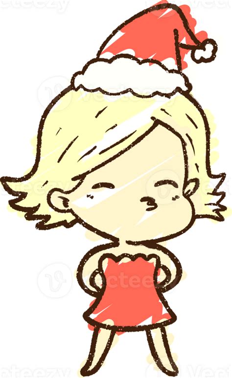 Christmas Woman Chalk Drawing 40070935 Png