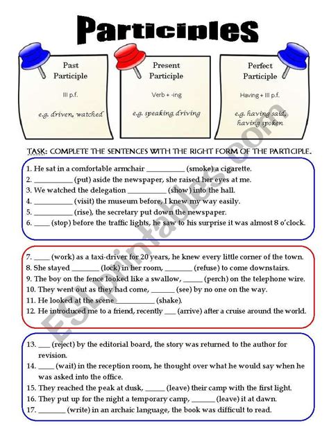 Participles Worksheet For Class 4