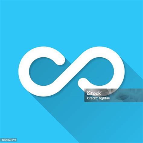 무한대 파란색 배경아이콘 긴 그림자가 있는 플랫 디자인 로고에 대한 스톡 벡터 아트 및 기타 이미지 로고 무한 3차원 형태 Istock