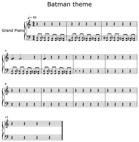 Batman Theme Sheet Music For Piano