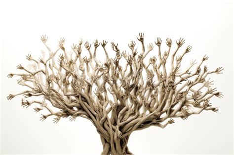 Tree Formed Entirely By Interconnected Human Figures Symbolizing Unity And Interconnectedness