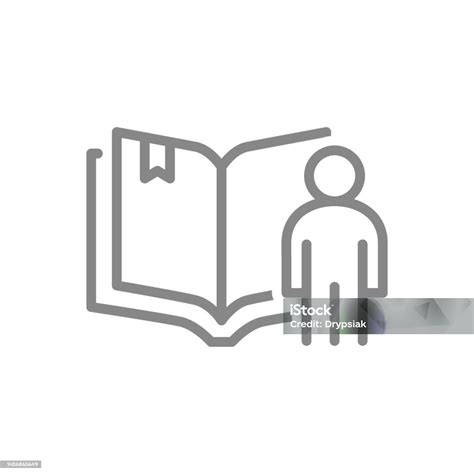 Buka Buku Dengan Ikon Garis Manusia Membaca Buku Kursus Online Simbol