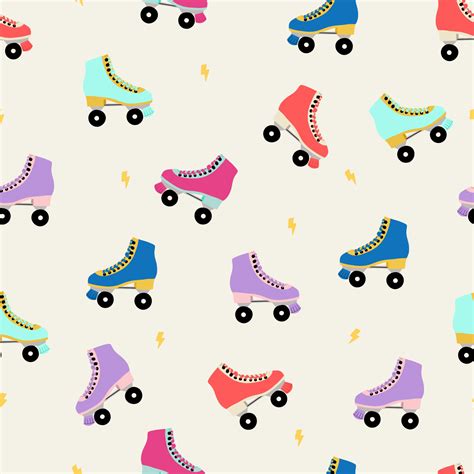 Seamless Pattern With Different Color Roller Skates Cute Repeated Texture With Roller Skates
