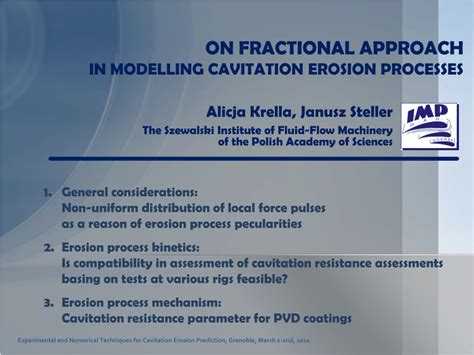 Pdf On Fractional Approach In Modelling Cavitation Erosion Processes
