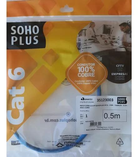 Patch Cord U Utp Furukawa Sohoplus Cat Cmx M Azul Claro MercadoLivre