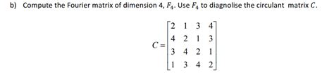 Solved B Compute The Fourier Matrix Of Dimension 4f4 Use