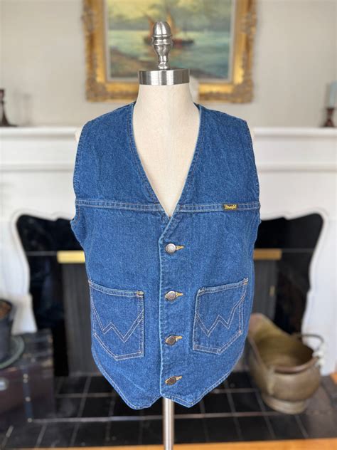 80s Wrangler Denim Vest Made In Usa Size Mens Medium Or Womens