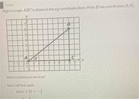 Solved 1 Point Right Triangle Abc Is Shown In The Xy Coordinate Plane
