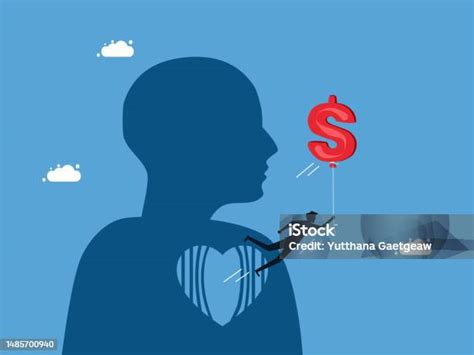 돈 때문에 자유로운 삶 마음에서 나오는 돈 풍선을 들고 떠 있는 사업가 가격에 대한 스톡 벡터 아트 및 기타 이미지 가격
