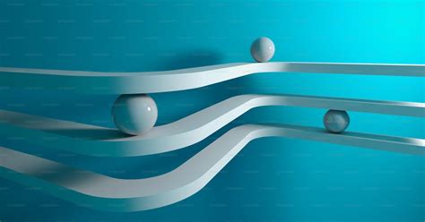 추상 기하학적 배경 파란색 벽 위의 곡선 차선에 세 개의 흰색 구가 있는 설치 3d 렌더링 그림 사진 Unsplash의 디지털로 생성된 이미지 이미지