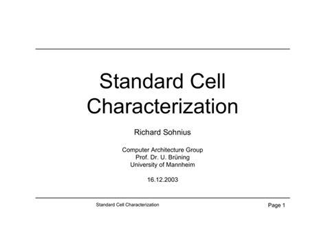 Standard Cell Characterization Models And Library Formats