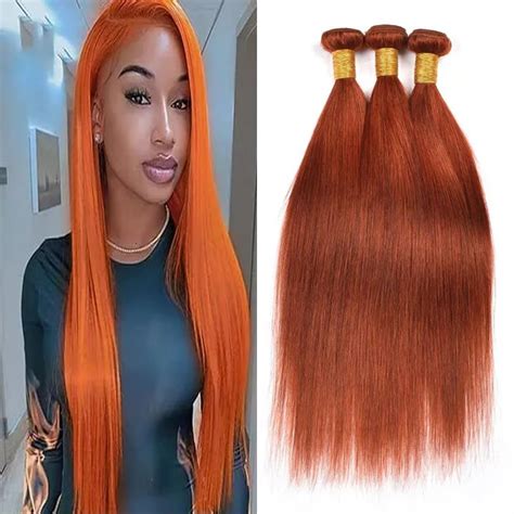 Color 350 Bundles Straight Human Hair Ginger Orange Human