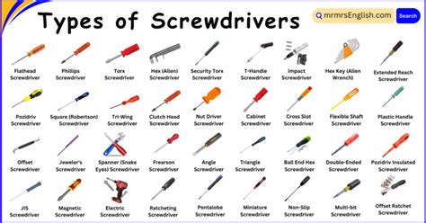 60 Types Of Screwdrivers Names And Their Pictures Mr Mrs English