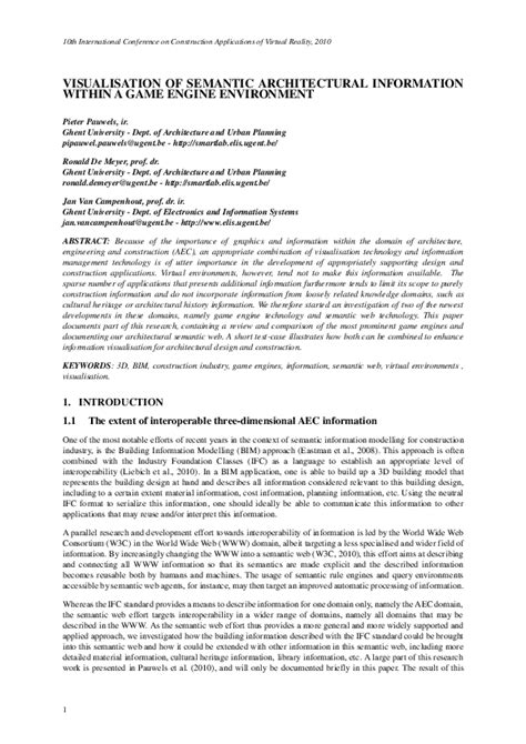 pdf visualisation of semantic architectural information within a game