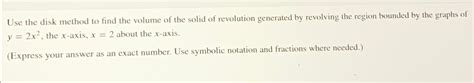 Solved Use The Disk Method To Find The Volume Of The Solid