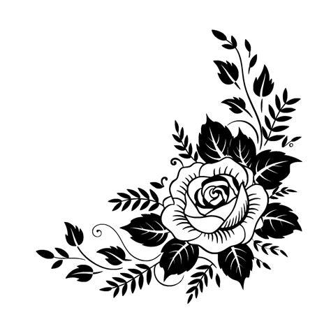 Elegant Black White Rose Corner 66391664 Vector Art At Vecteezy