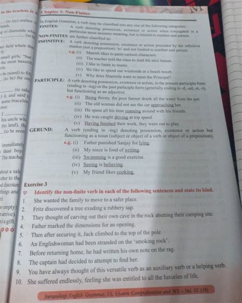 Chapter 3 Non Finitesin English Grammar A Verb May Be Classified Into