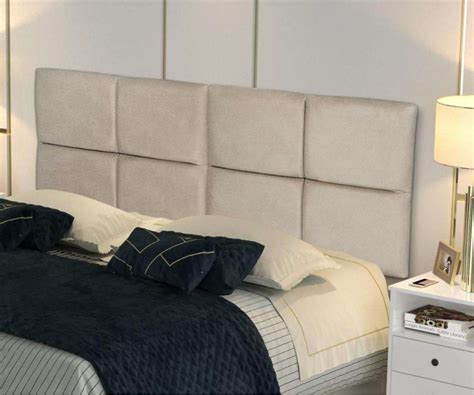 Cabeceira Box Casal Estofada Bella Suede Areia Rpm M Veis