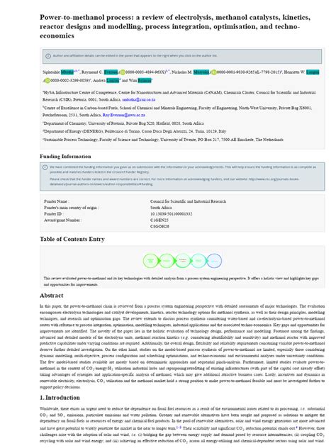 Powertomethanol Process A Review Of Electrolysis Methanol Catalysts
