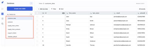 Database Editor ToolJet