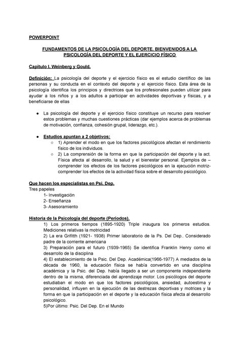 Fundamentos De La Psicologã A Del Deporte Powerpoint Fundamentos De