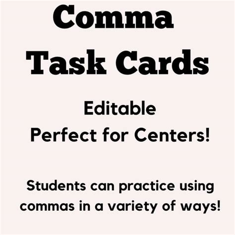 Comma Task Cards By Timeless Teaching Tools Tpt