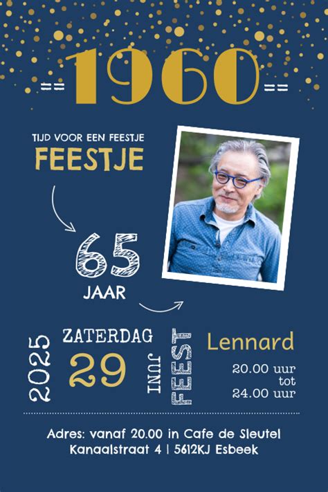 Uitnodiging 65 Jaar Bestellen Vier Jouw Verjaardag Stijlvol