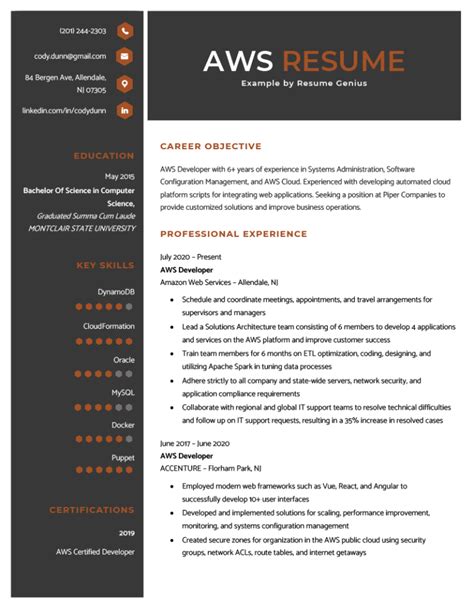 AWS Resume Example Tips