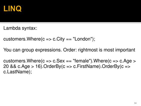 Ppt Lambda And Linq In C Powerpoint Presentation Free Download Id