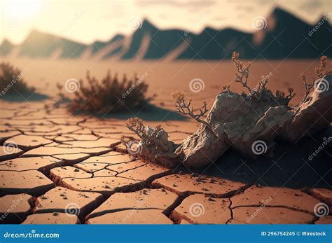 Ai Generated Illustration Of A Desert Landscape Featuring Mountains And