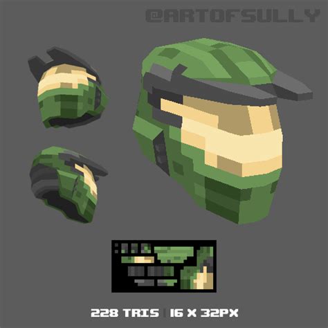 Brendan Sullivan Portfolio 3d Pixel Art Halo Mk Iv Helmet