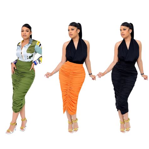 Badu Bg Поли Дамски 2023 Нови ретро летни секси дамски хип поли Плътен цип Елегантна тънка офис