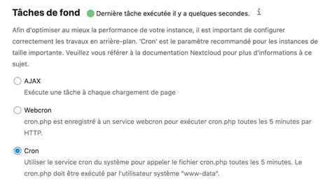 Nextcloud Activer Le Cron Et Les Alertes Emails SkyMinds Net