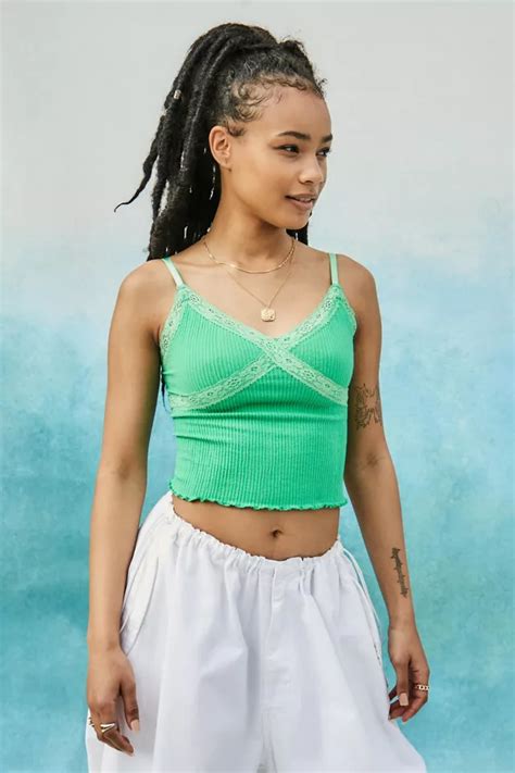 Uo Contrast Cross Lace Cami Urban Outfitters